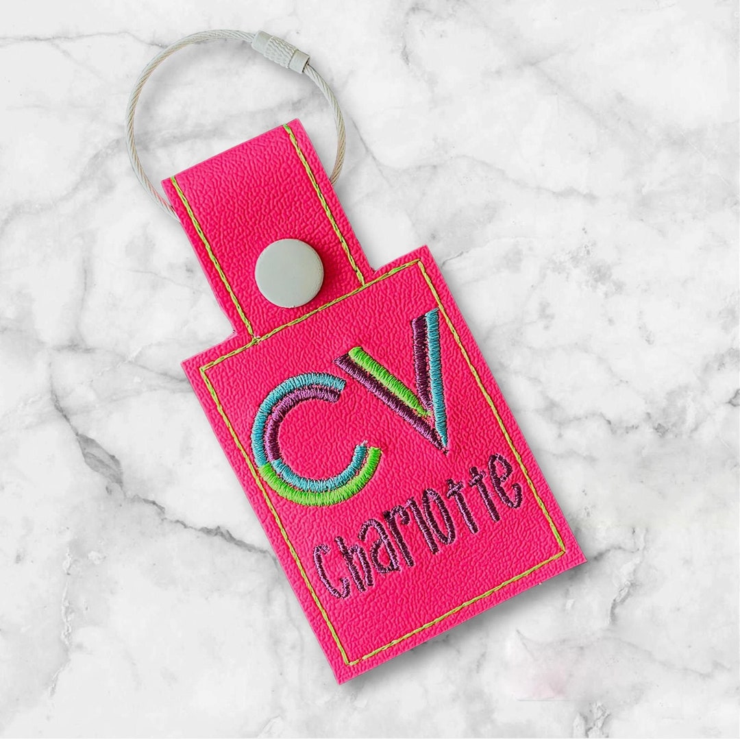 PINK Block Monogram Embroidered Bag Tag Personalized, Custom Multicolor ...