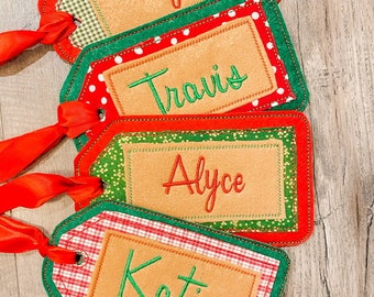 6 Inch Embroidered Stocking Gift Tag - Etsy