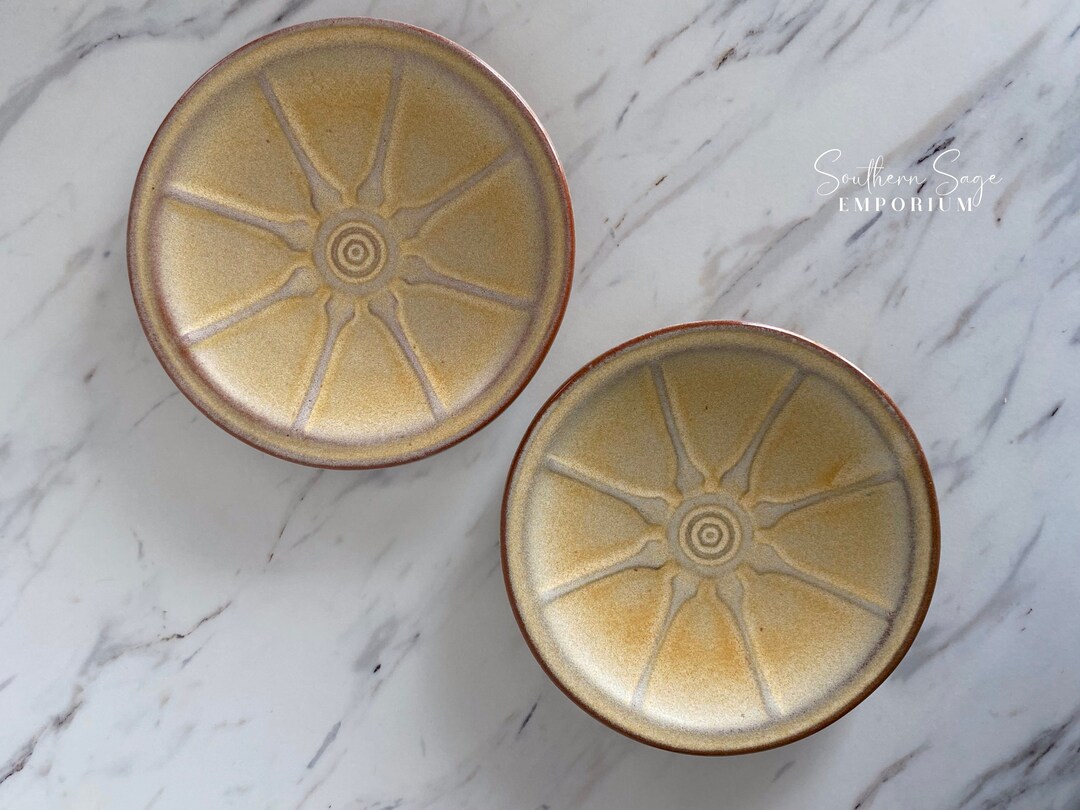 Wagon Wheel Plate, Vintage Frankoma Pottery Desert Gold, Bread and ...