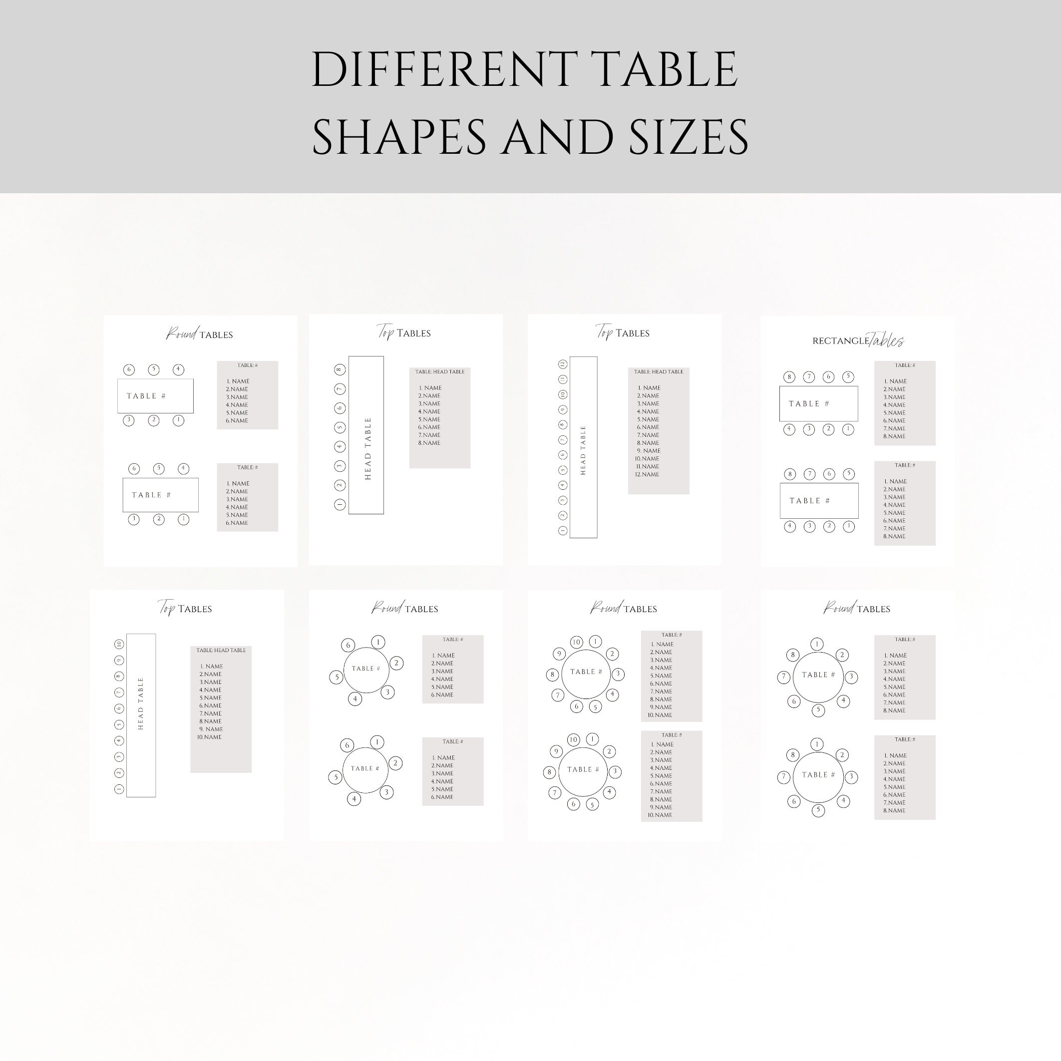 Wedding Seating Chart Planner, Printable Editable Seating Plan, Seating ...