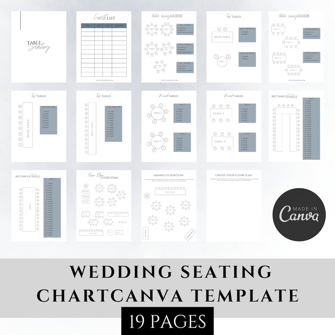 Wedding Seating Chart Planner, Printable Editable Seating Plan, Seating ...