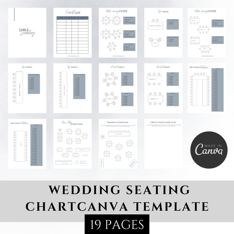 Wedding Seating Chart Planner, Printable Editable Seating Plan, Seating ...