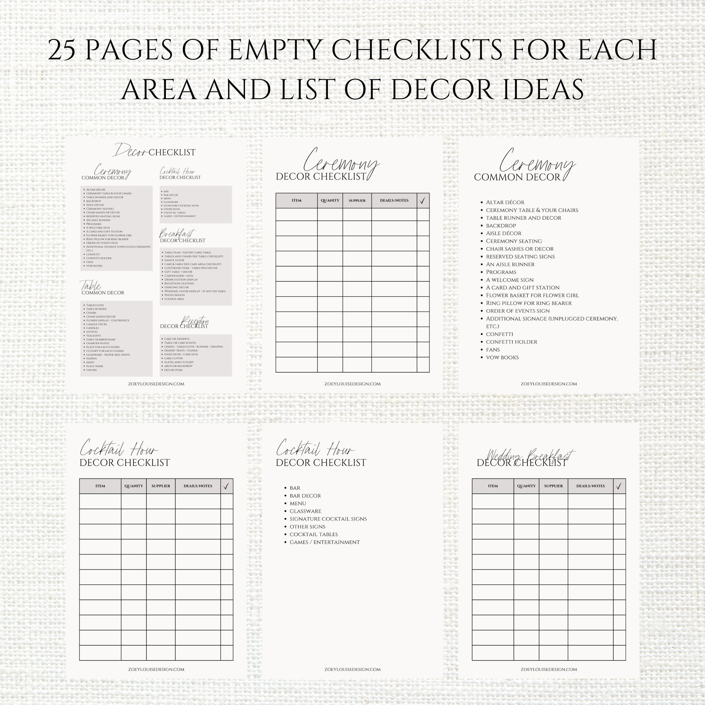 Wedding Decor Checklist Template for Aesthetic Wedding Planning ...