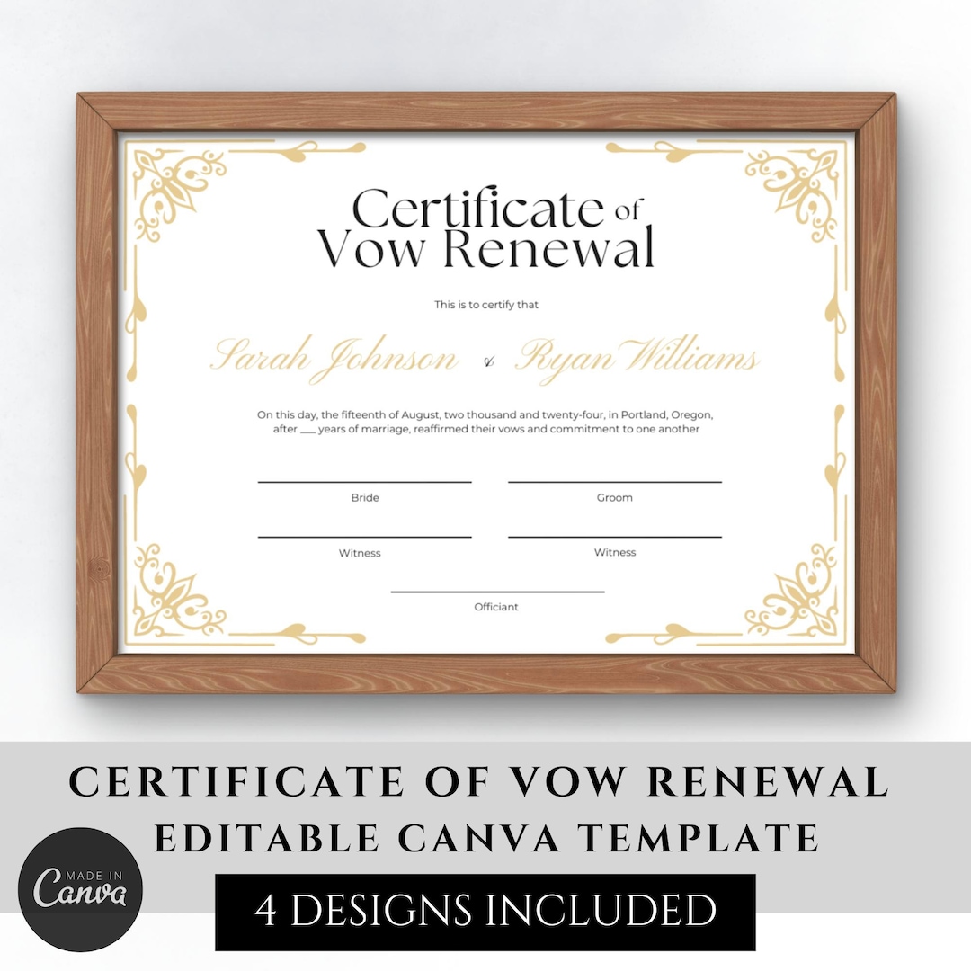 Editable Vow Renewal Template, Wedding Keepsake, Vow Renewal ...