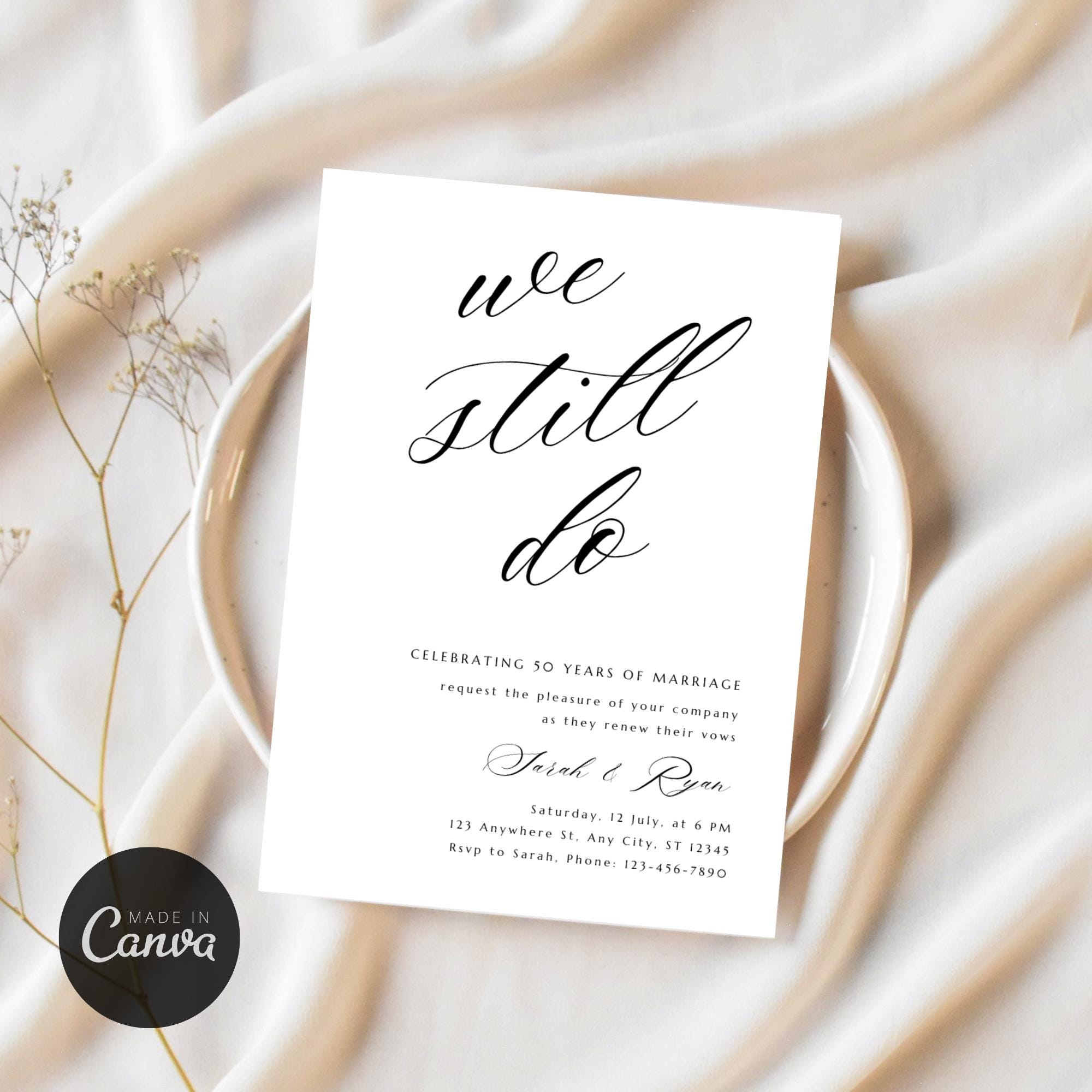 Editable "we Still Do" Invite, Vow Renewal Invitation Template, Elegant ...