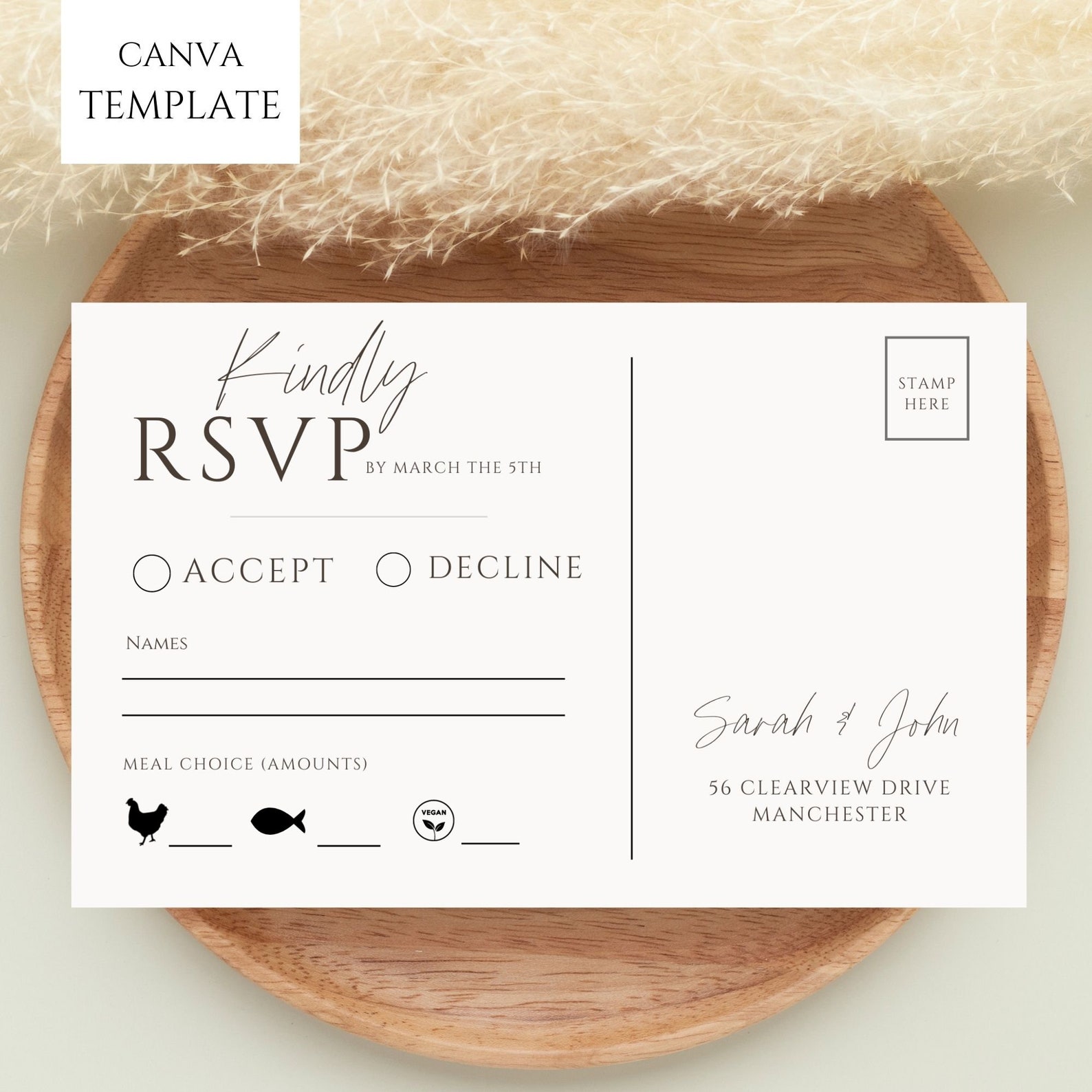 QR Code Wedding RSVP Business Card. Minimal Wedding Response Card With ...