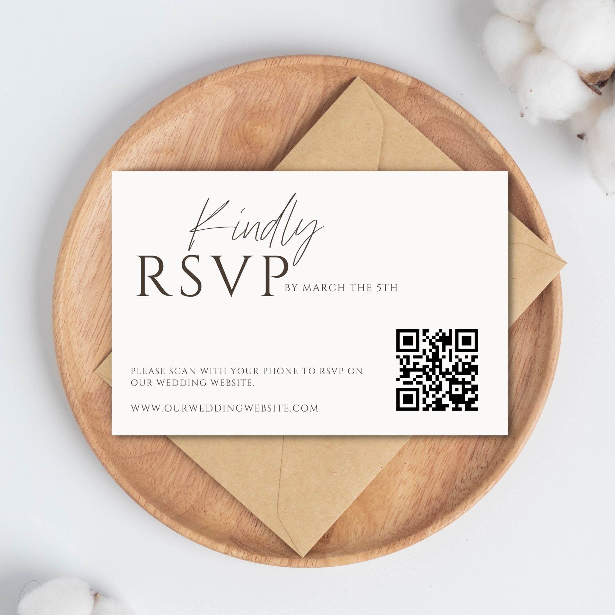 QR Code Wedding RSVP Business Card. Minimal Wedding Response Card With ...