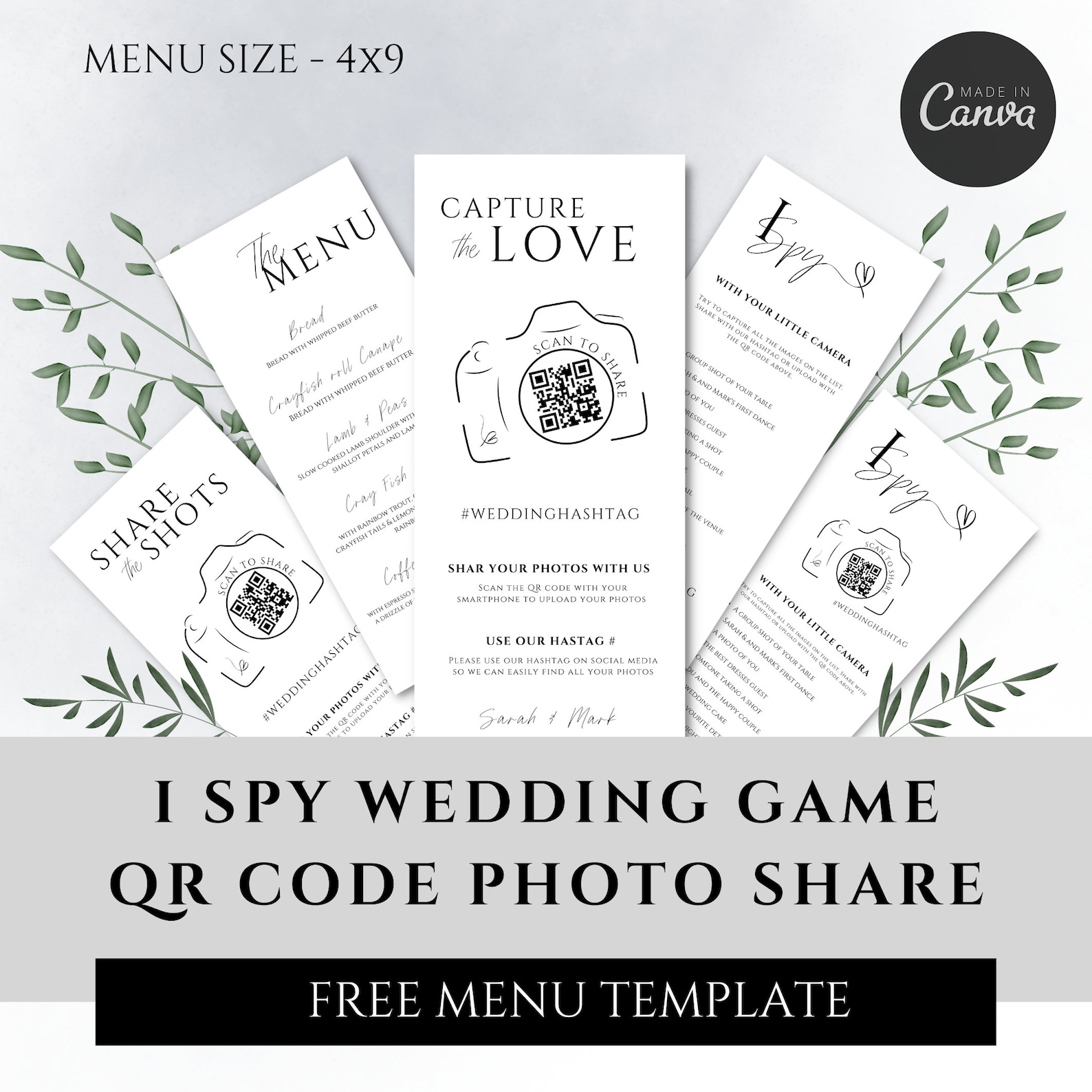 Capture the Love QR Code Wedding Card, I Spy Wedding Reception Game ...