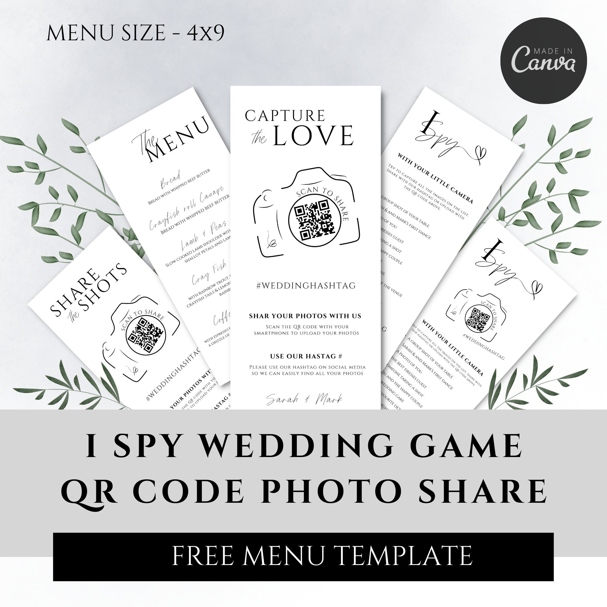 Capture the Love QR Code Wedding Card, I Spy Wedding Reception Game ...