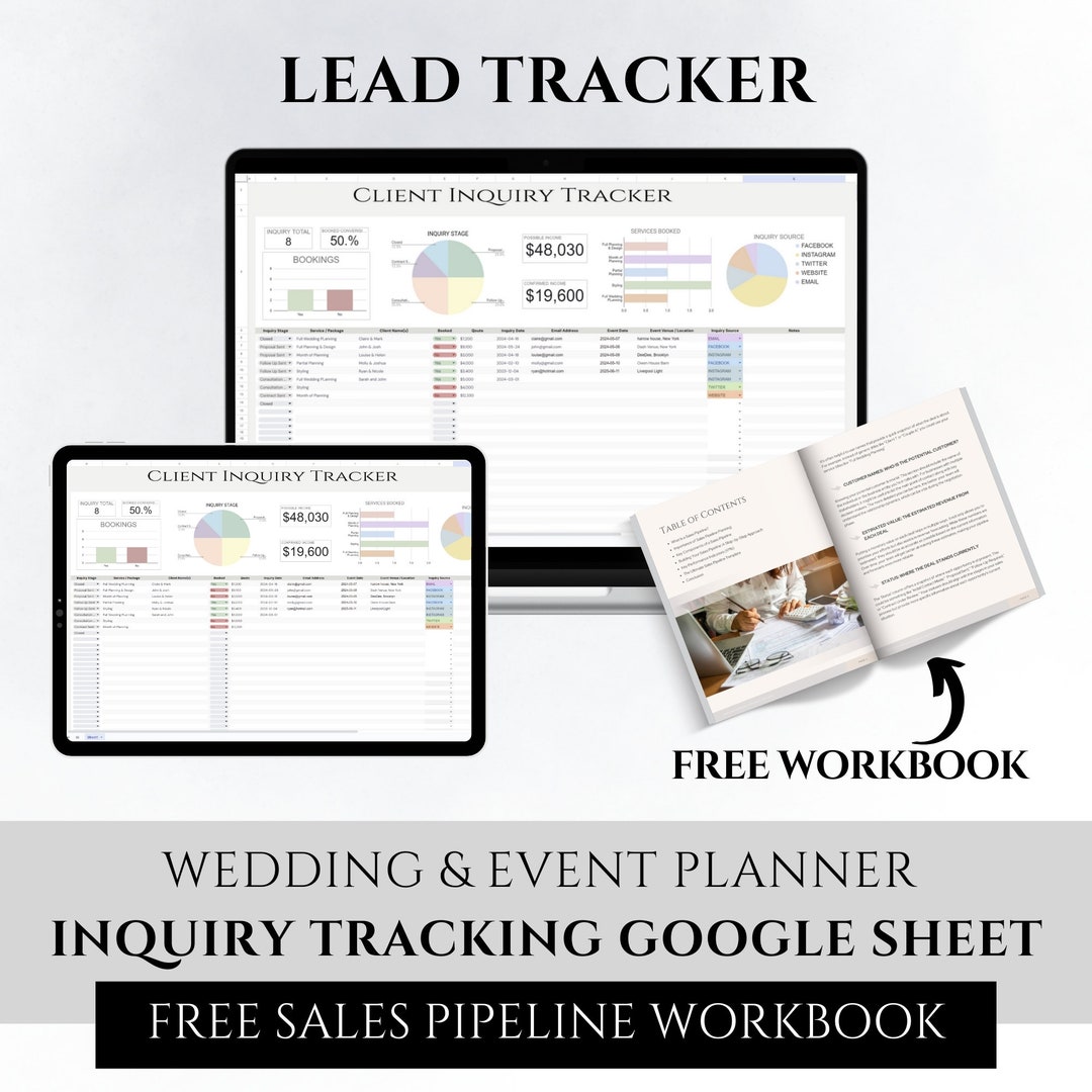 Client Tracker for Wedding Planners, Google Sheets Template for Inquiry ...