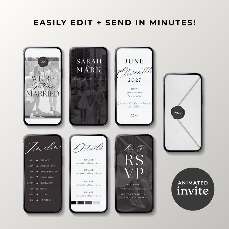 Envelope Opening Wedding Invitation Video, Editable Canva Template ...