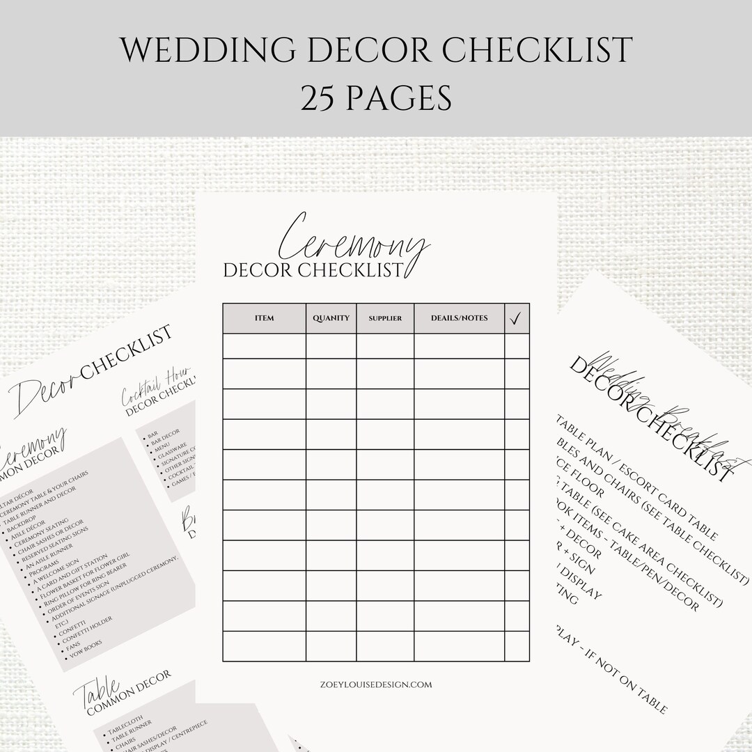 Wedding Decor Checklist Template for Aesthetic Wedding Planning ...