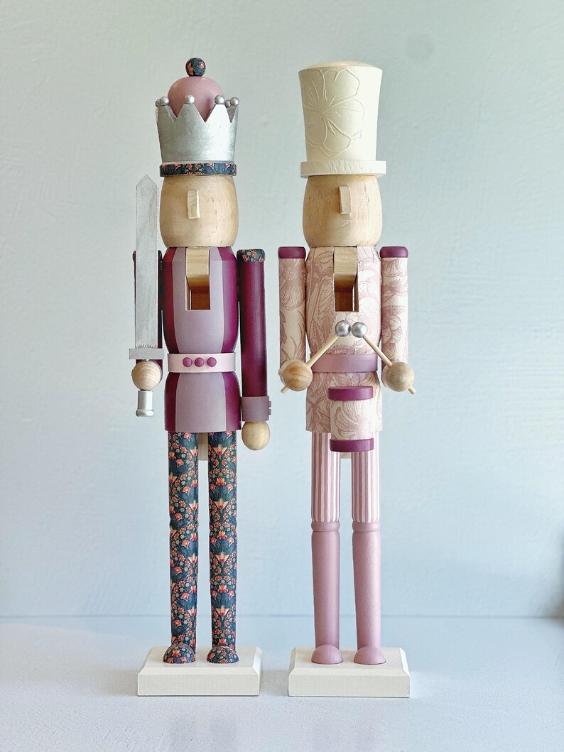 Handpainted Pink Toile Nutcracker Set: Modern Christmas Mantel Decor - Etsy