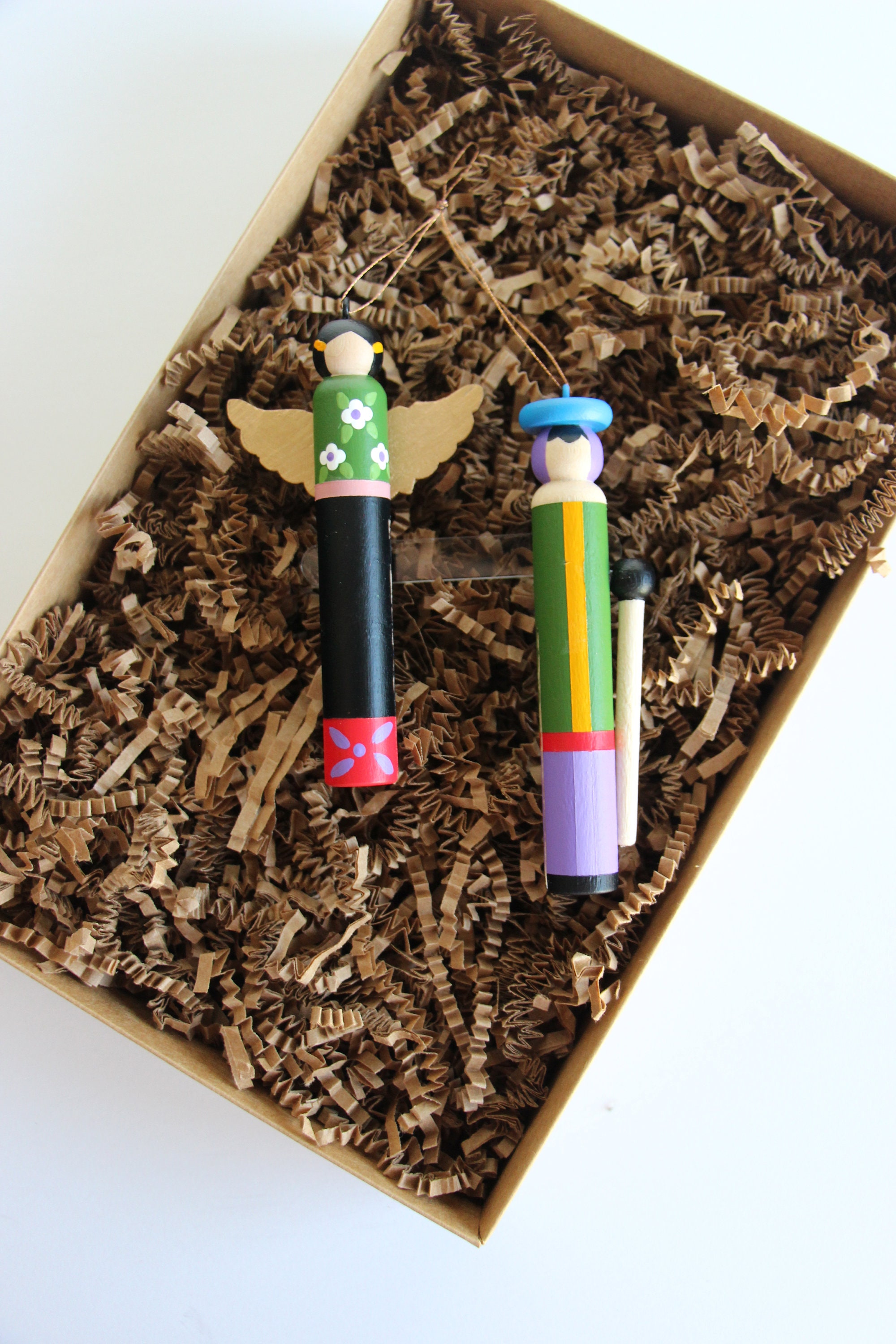 Clothespin Nativity Ornaments Handpainted Green Angel - Etsy