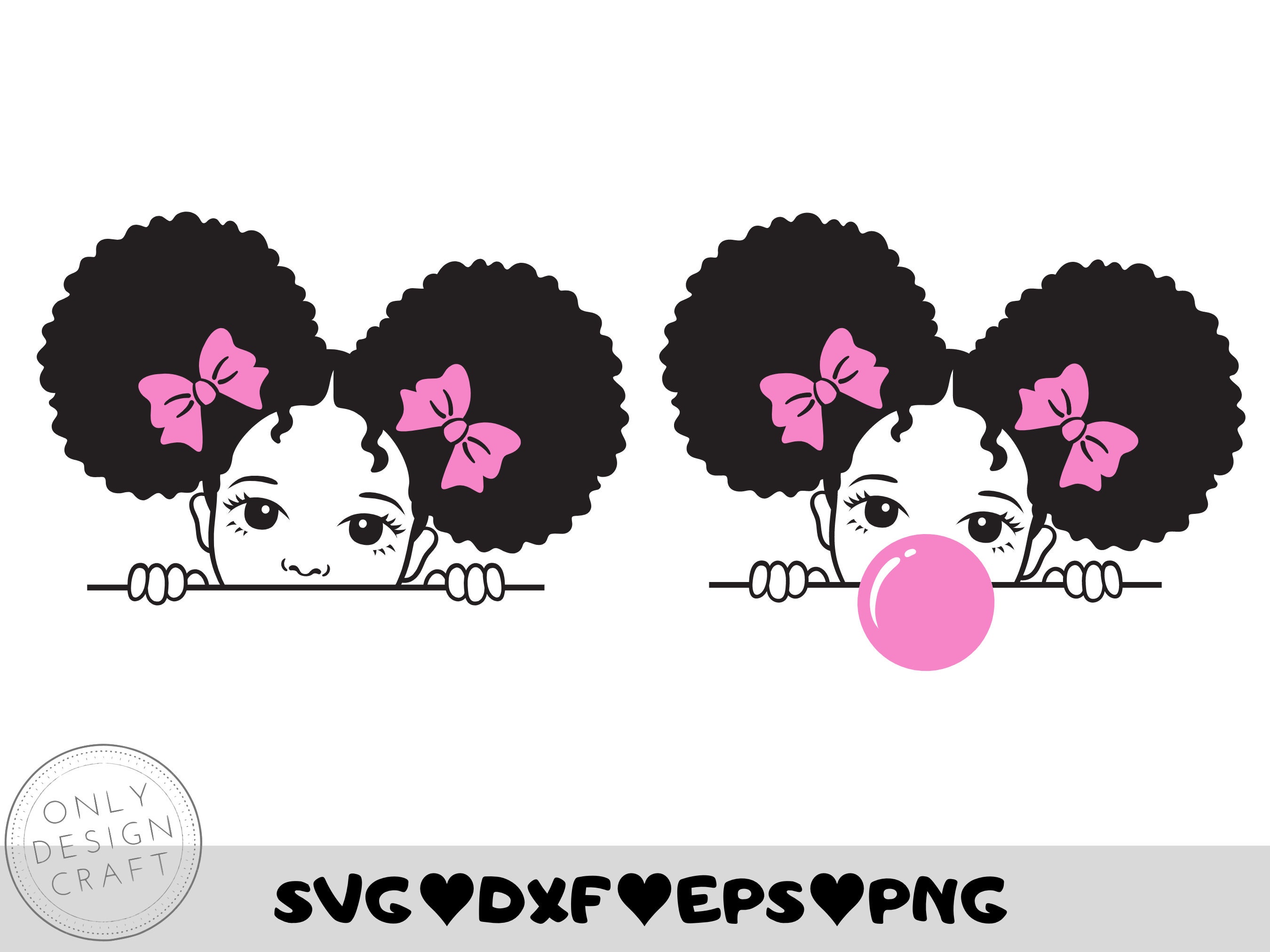 Peekaboo Girl Svg, Afro Girl Svg, Black Girl Svg, Pink Lips, Cute ...