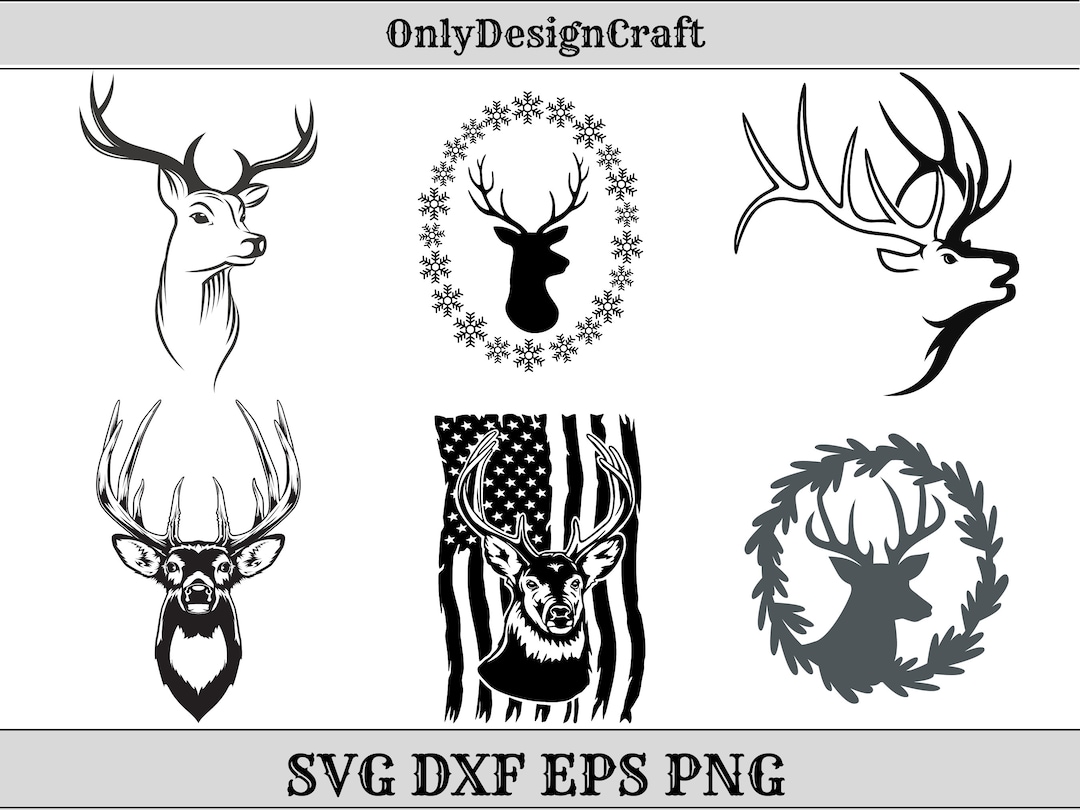 Deer Head SVG Deer Head Clipart Deer Head Silhouette Cut File Elk Head File Svg Dxf Eps Png - Etsy