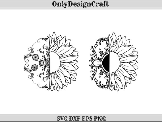 Half Sunflower SVG Sunflower Border SVG Split Sunflower Svg - Etsy