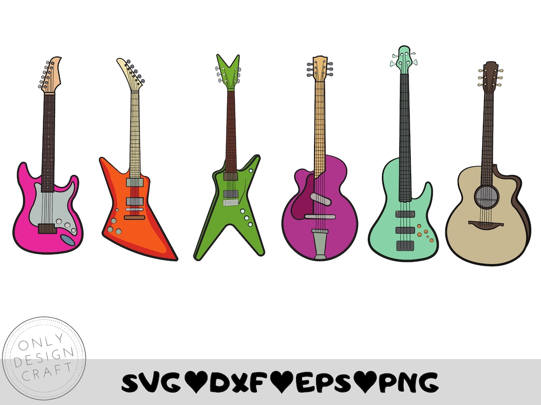 Guitars Bundle - SVG, PNG, Eps,dxf - Digital Cut Files, Commercial Use ...