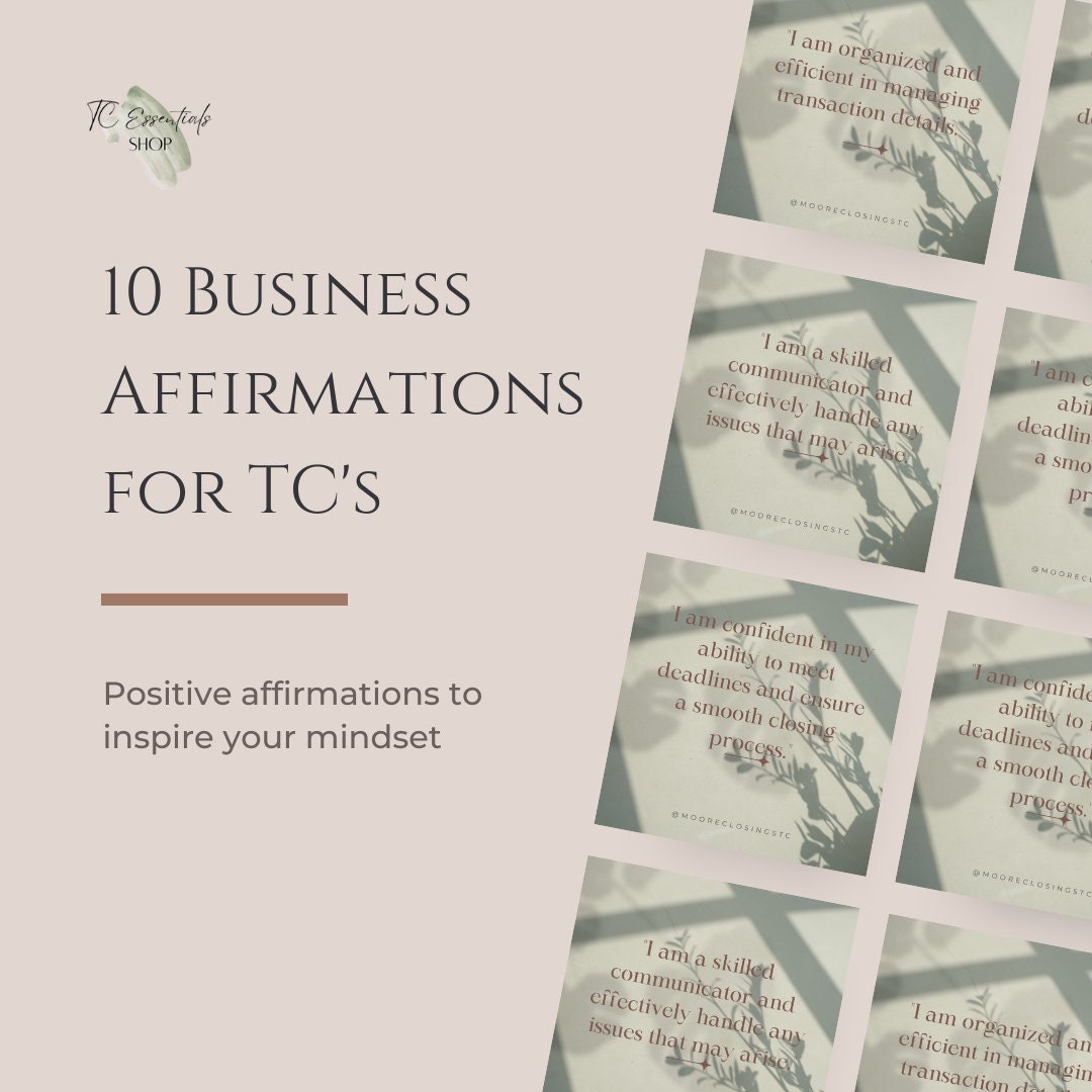 Transaction Coordinator Business Affirmations TC Affirmations Positive ...