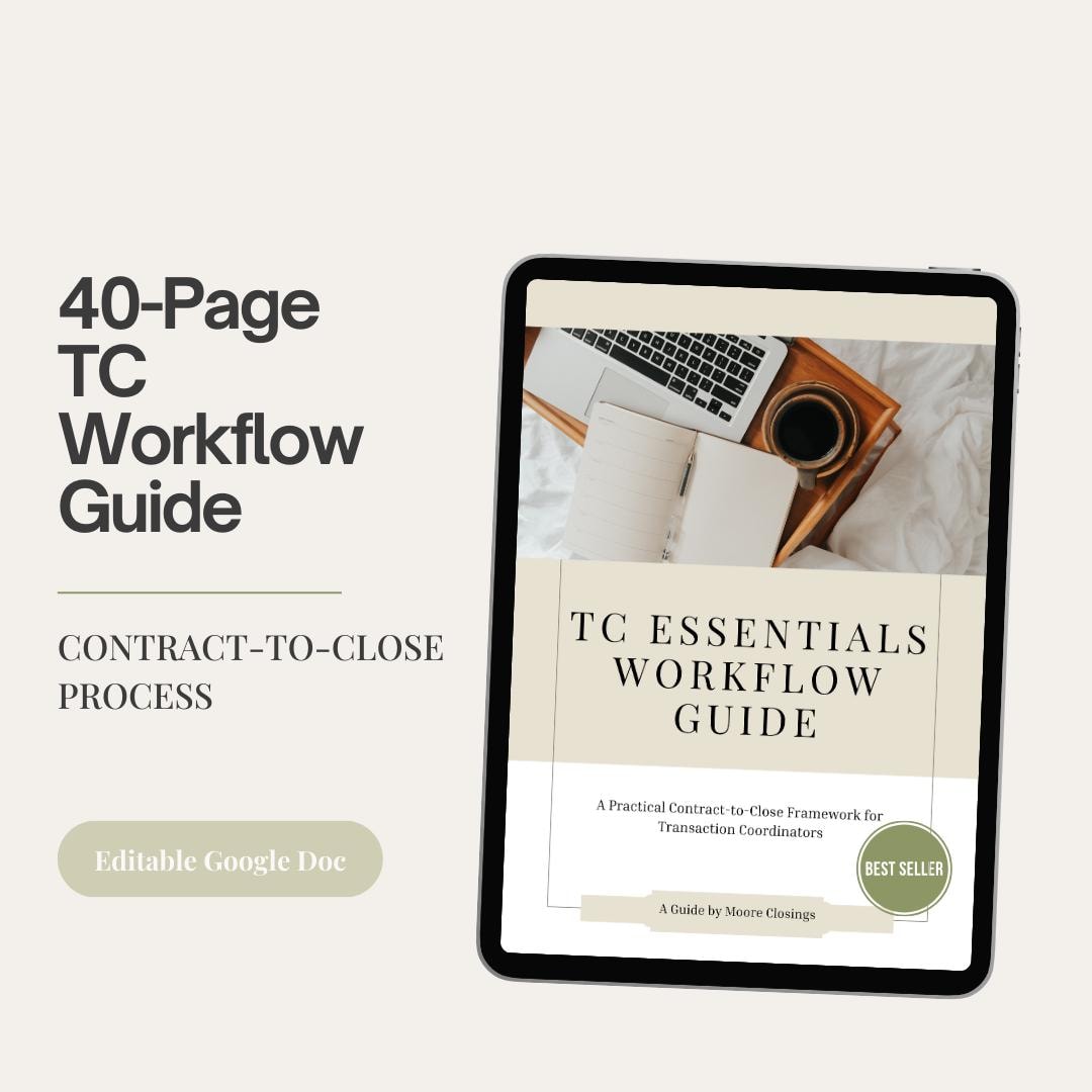 Transaction Coordinator Workflow Guide | 40-page TC Checklist Template ...