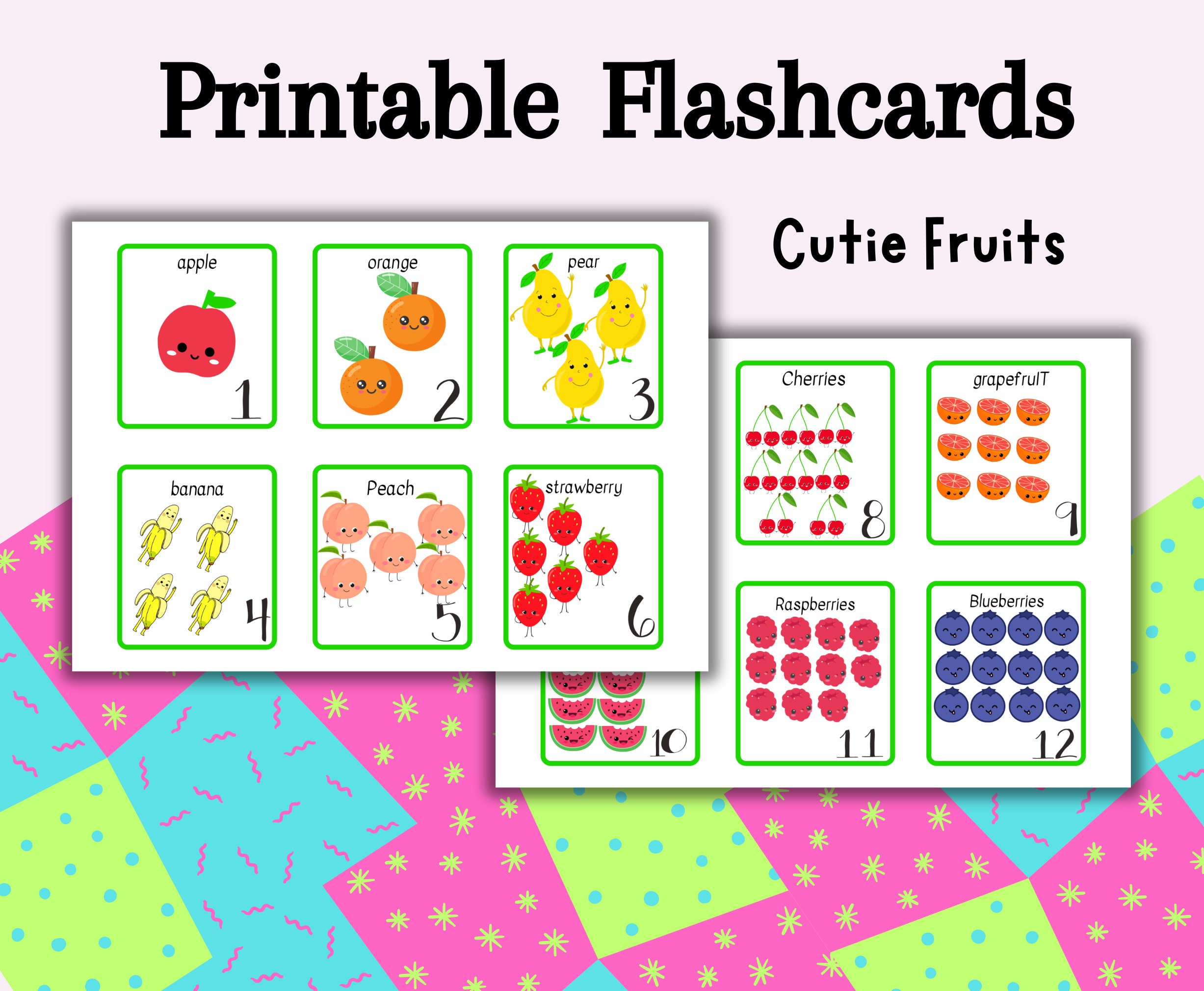 Printable and Cut Out Fruit Flashcards Educational and - Etsy UK