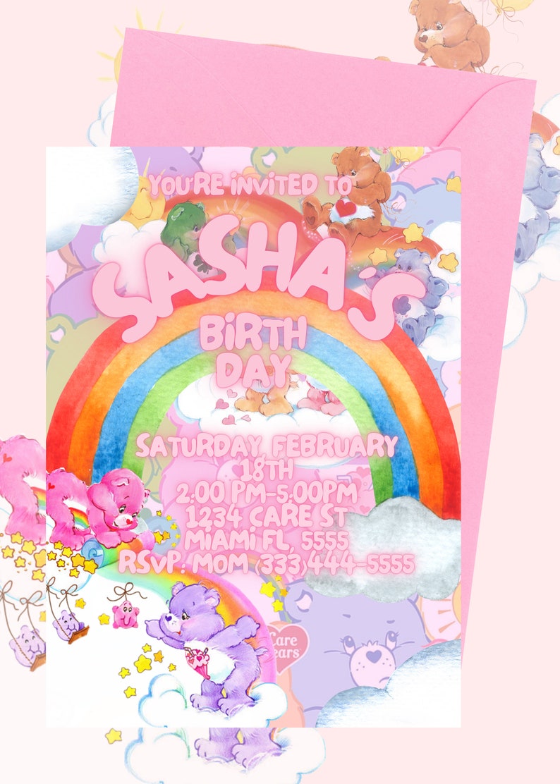 Care Bears Invitation Digital Care Bears Invitation Birthday Invitation ...