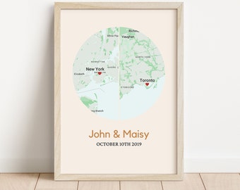 Long Distance Relationship Map - Etsy