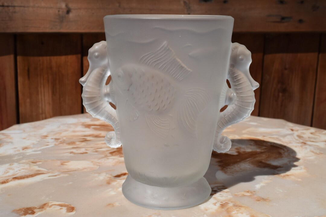 1930s Barolac Josef Inwald Sea Life Vase Vintage Czech Crystal Fish and ...