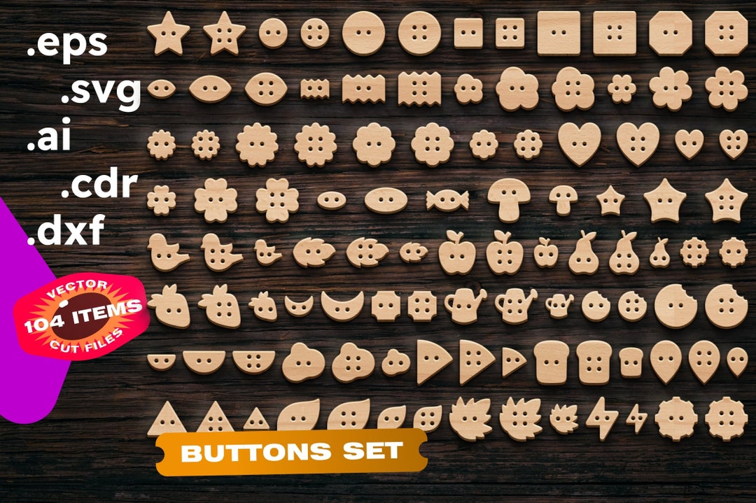 104 Buttons Set SVG, CNC Laser Cut Files for Woodworking - Etsy