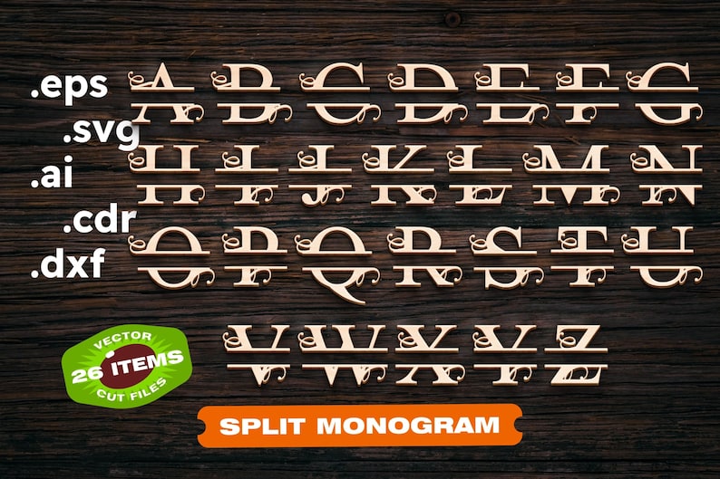 Split Monogram Alphabet SVG, Laser Cut Files for CNC (digital Download ...