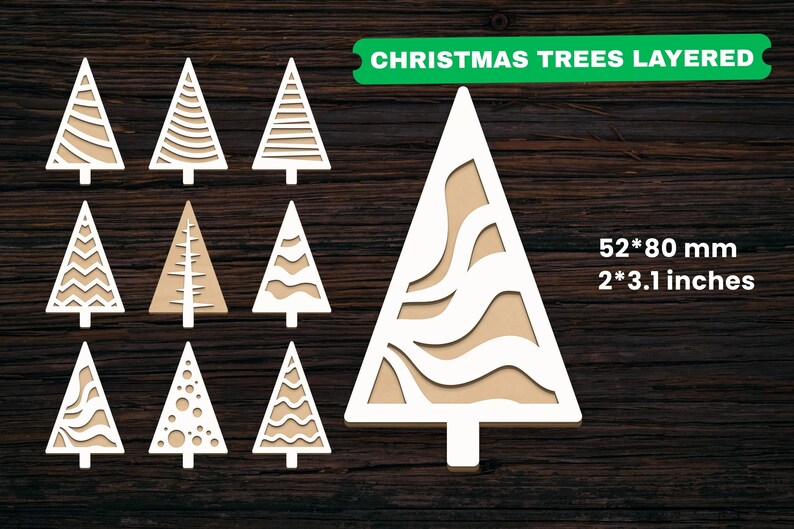 Layered Christmas Trees SVG, Laser Cut Wood File - Etsy Australia