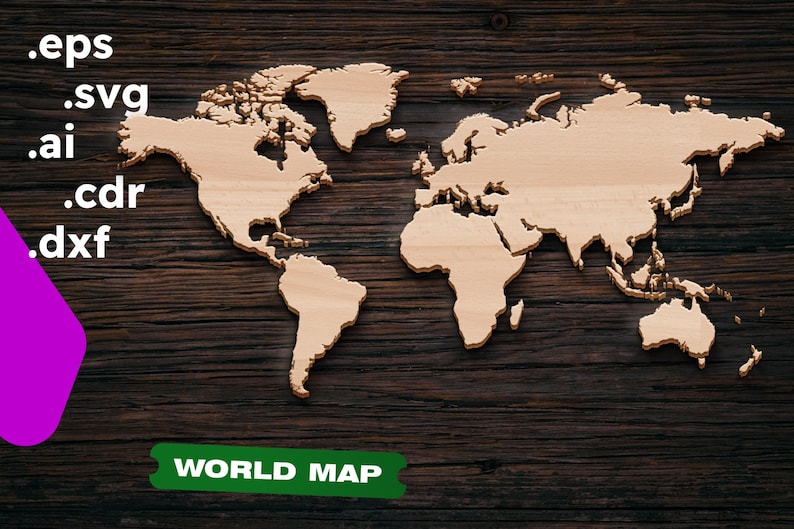 World Map SVG Cnc Router Files Wood World Map Laser Cut Files - Etsy