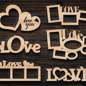 Love Photo Frame Set 1 Svg CNC Files for Wood Laser Cut File Dxf Files ...