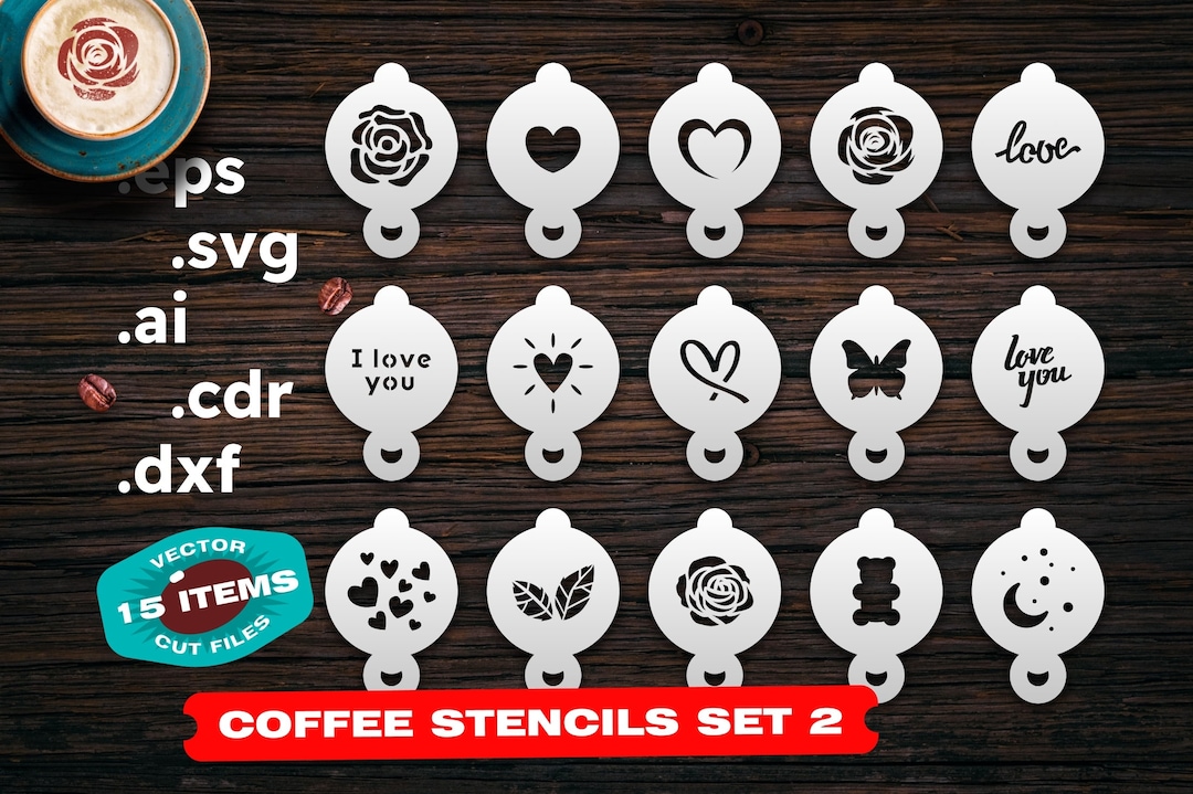 Coffee Stencil Svg Cricut Files Stencil Bundle Svg Laser Cut Files CNC ...