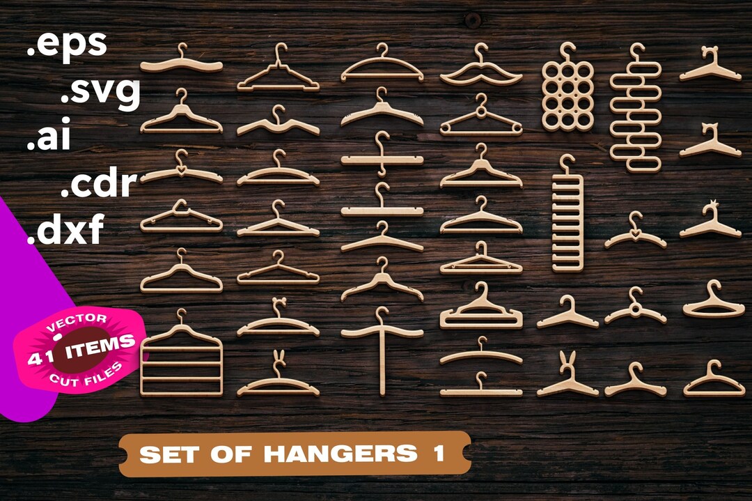 Set of Hangers Svg Baby Wood Hangers Dxf Laser Cut Files Laser Cut ...