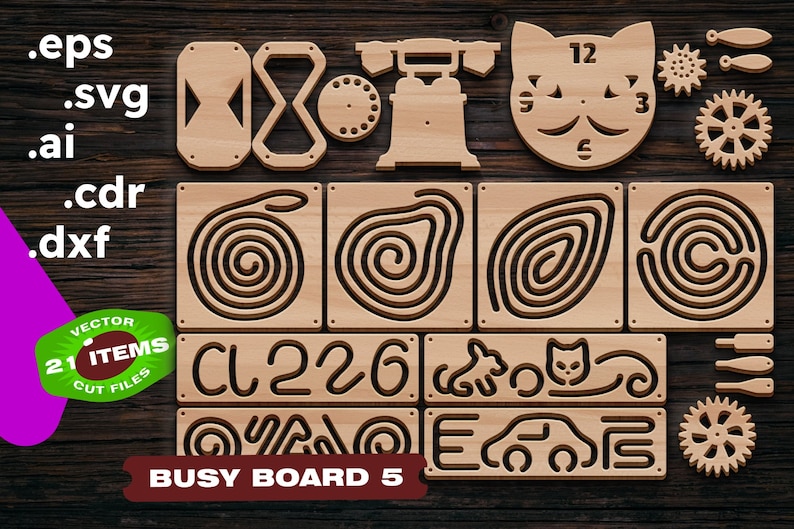 Busy Board SVG Laser Cut Files, Montessori Toy Details - Etsy