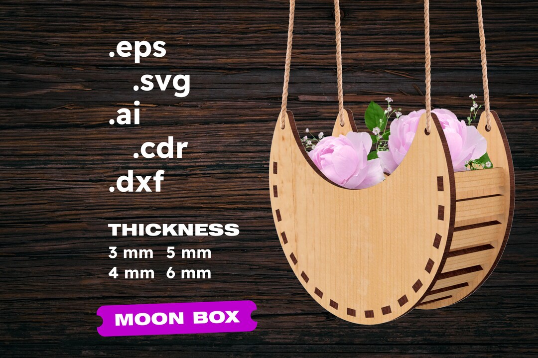 Moon Gift Box SVG Laser Cut Files, Vase Template (digital Download) - Etsy