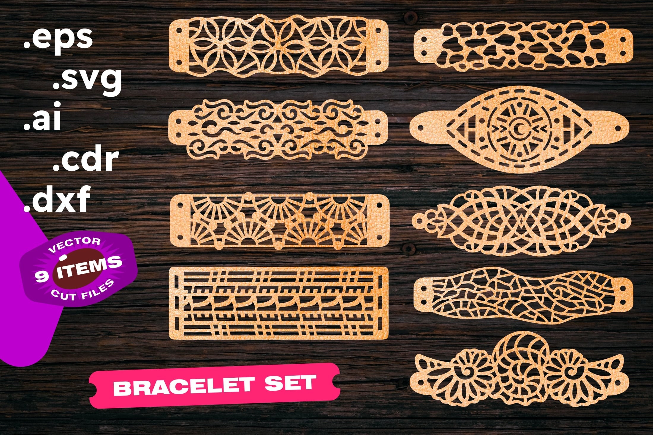 Bracelets Leather SVG Cuff Bracelet Template Blank Bracelets - Etsy