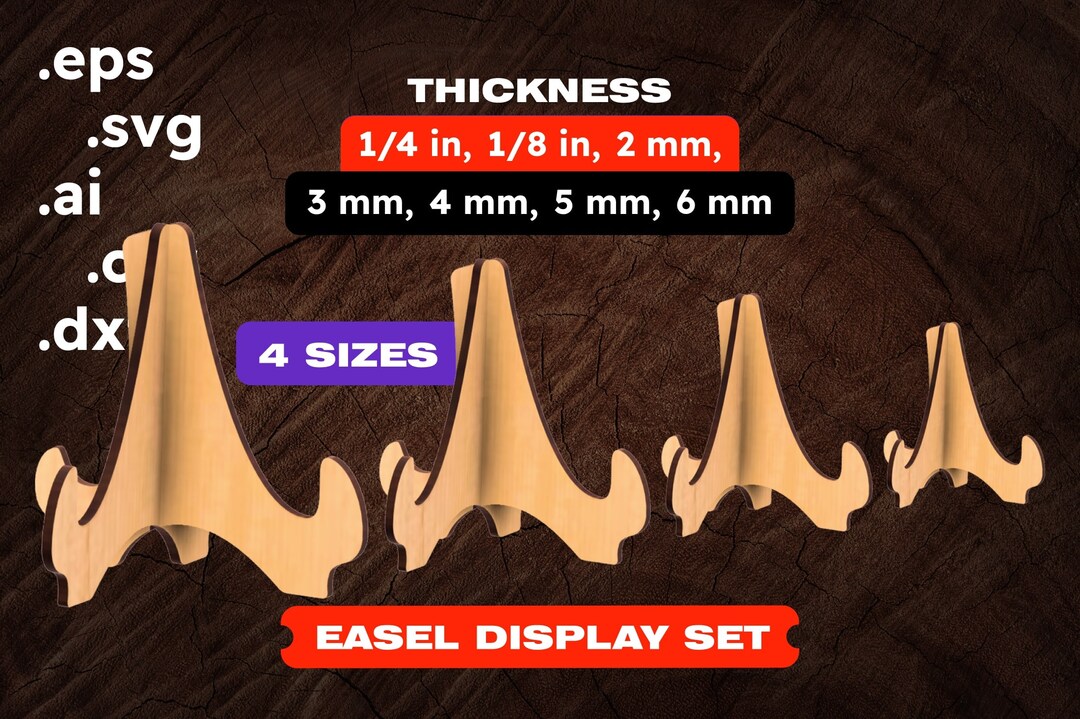 Easel Display SVG Laser Cut Files, Plate Stand DXF (digital Download ...