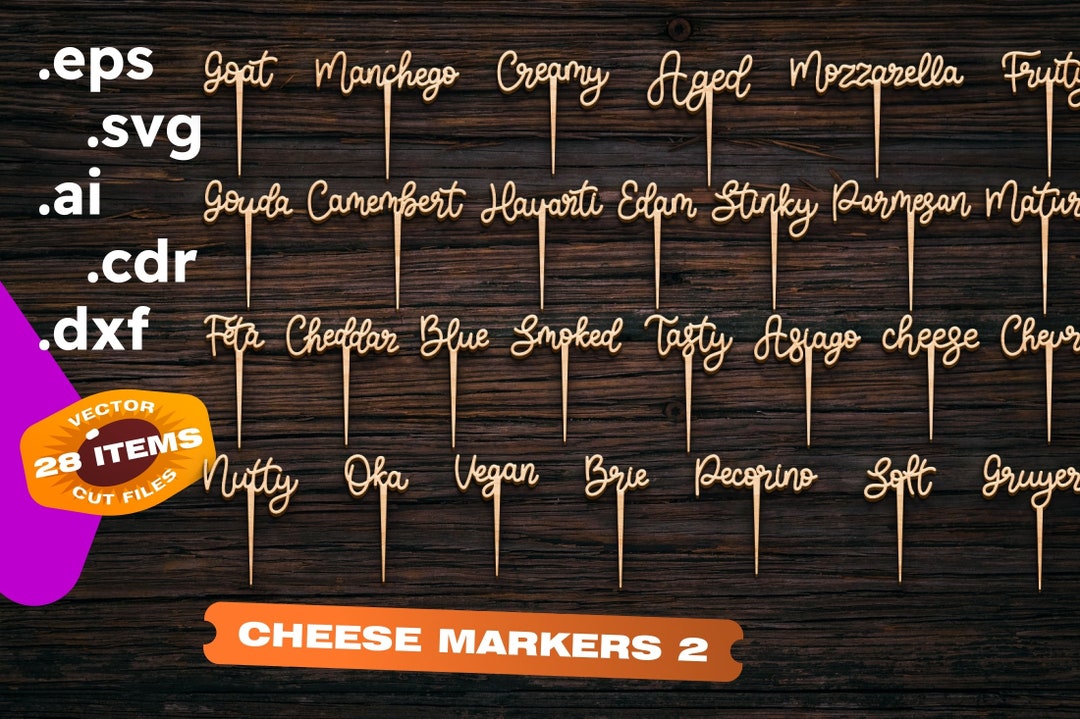 Cheese Markers 2 Set Svg Laser Cut Files Cheese Board Labels Laser Cut ...