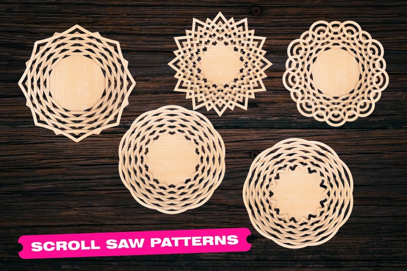 Scroll Saw Patterns SVG DXF Wood Plates Set Laser Cut Files - Etsy