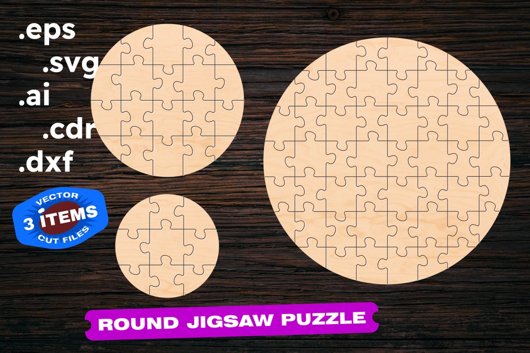 Round Jigsaw Puzzle Laser Cut Files, CNC Router, SVG DXF - Etsy