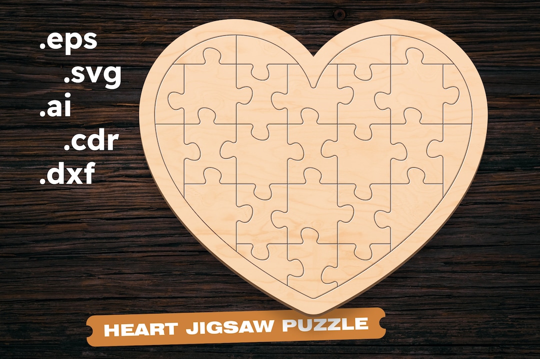 Heart Jigsaw Puzzle Svg for Family Wedding Photos Laser Cut Files Dxf ...