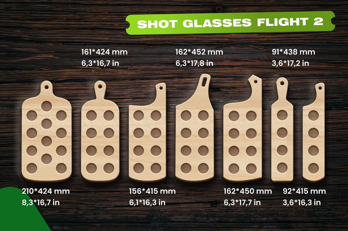 Shot Glasses Flight for Cut Svg Dxf Laser Cut Files Boards Set - Etsy