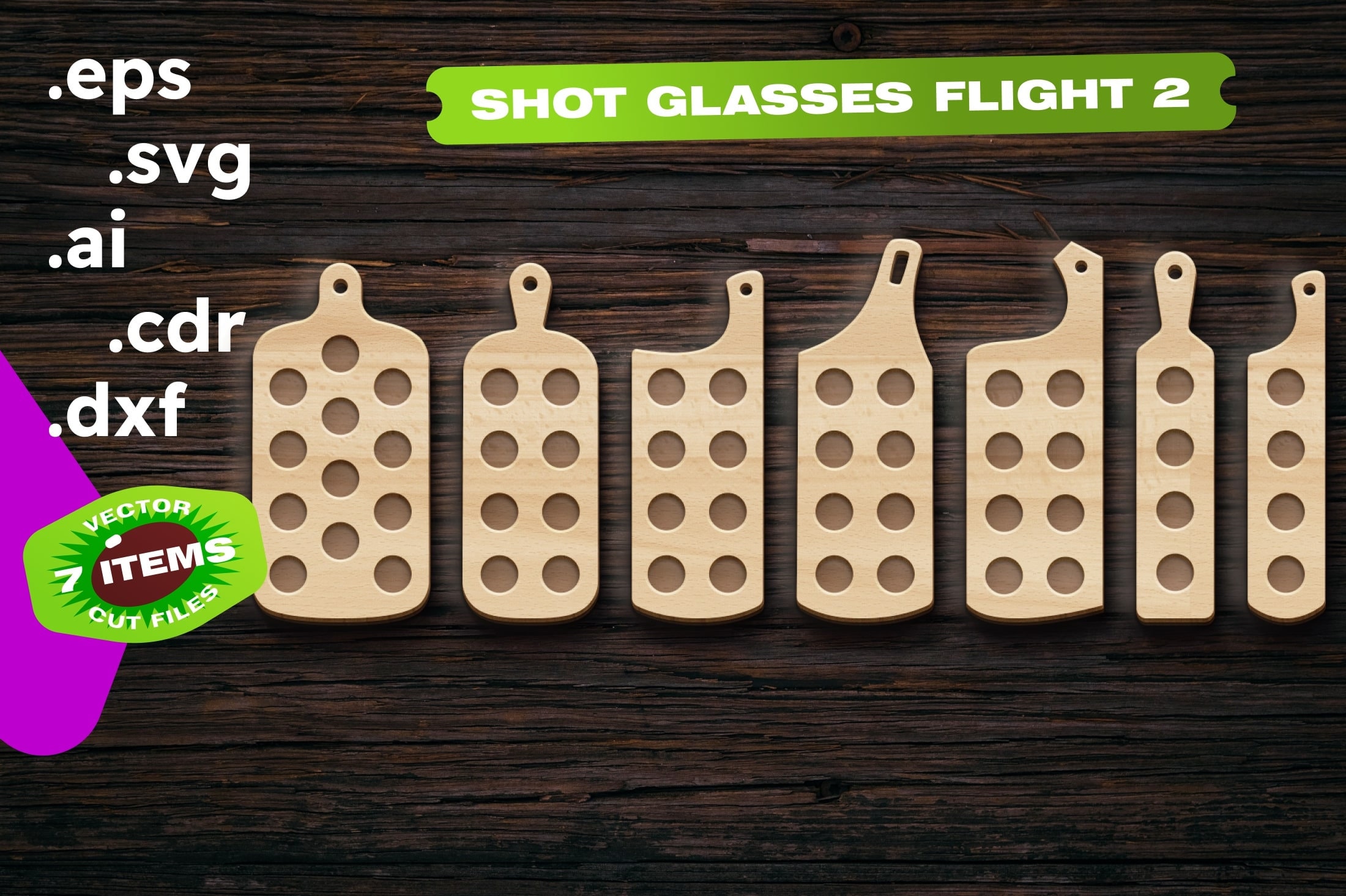 Shot Glass Flight Laser Cut Files, Charcuterie Board Templates (SVG DXF ...