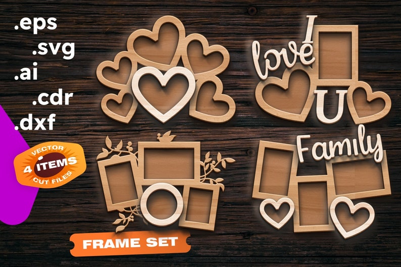 Photo Frame Set 1 Svg CNC Files for Wood Laser Cut File Dxf - Etsy