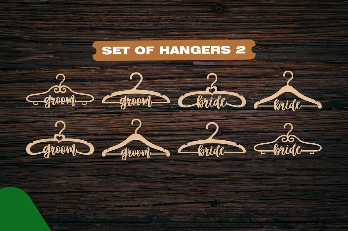 Wedding Hangers Svg Set of Hangers Svg Wood Hangers Dxf Laser - Etsy