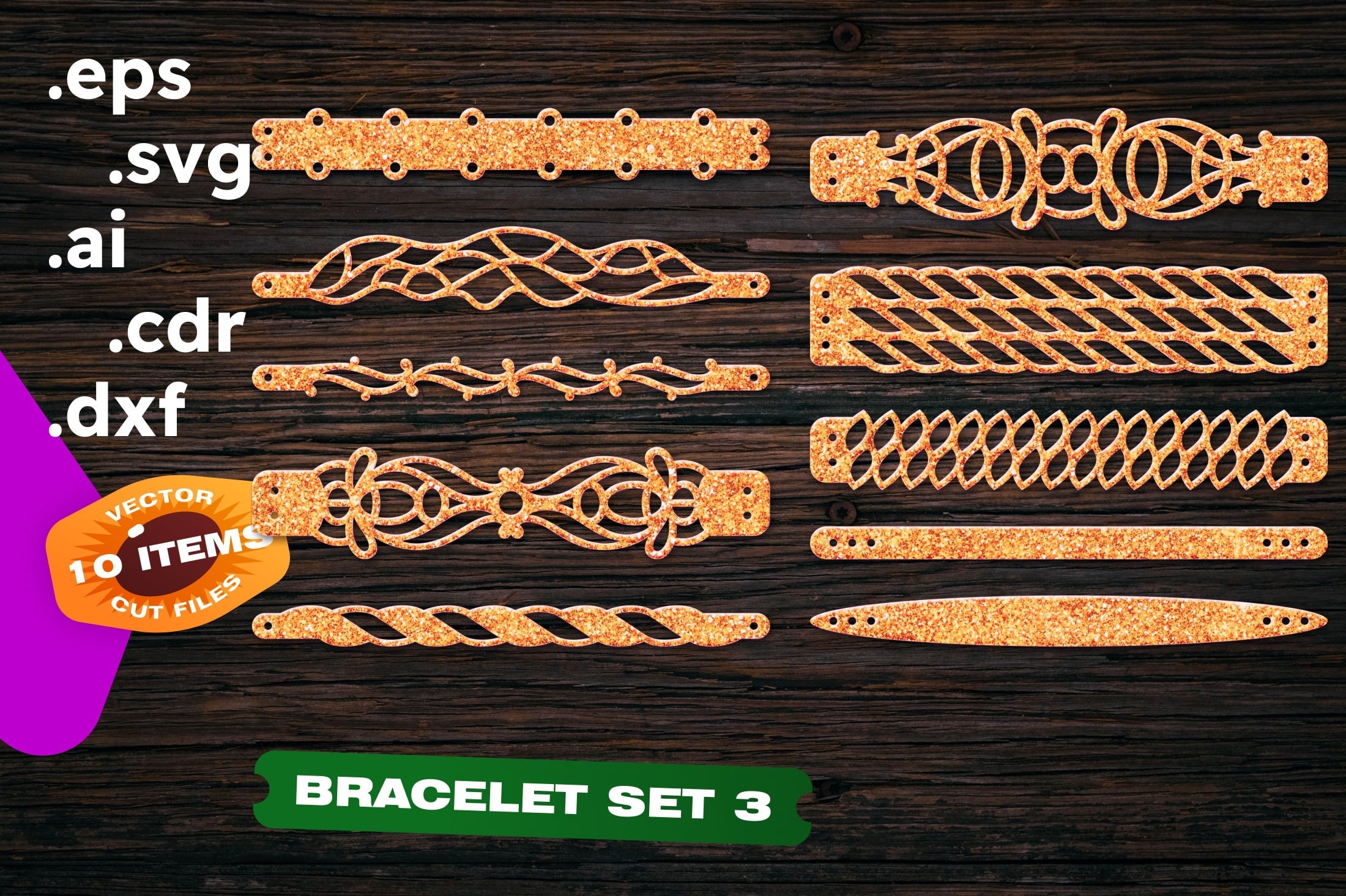 Bracelets Leather SVG Cuff Bracelet Template Blank Bracelets - Etsy