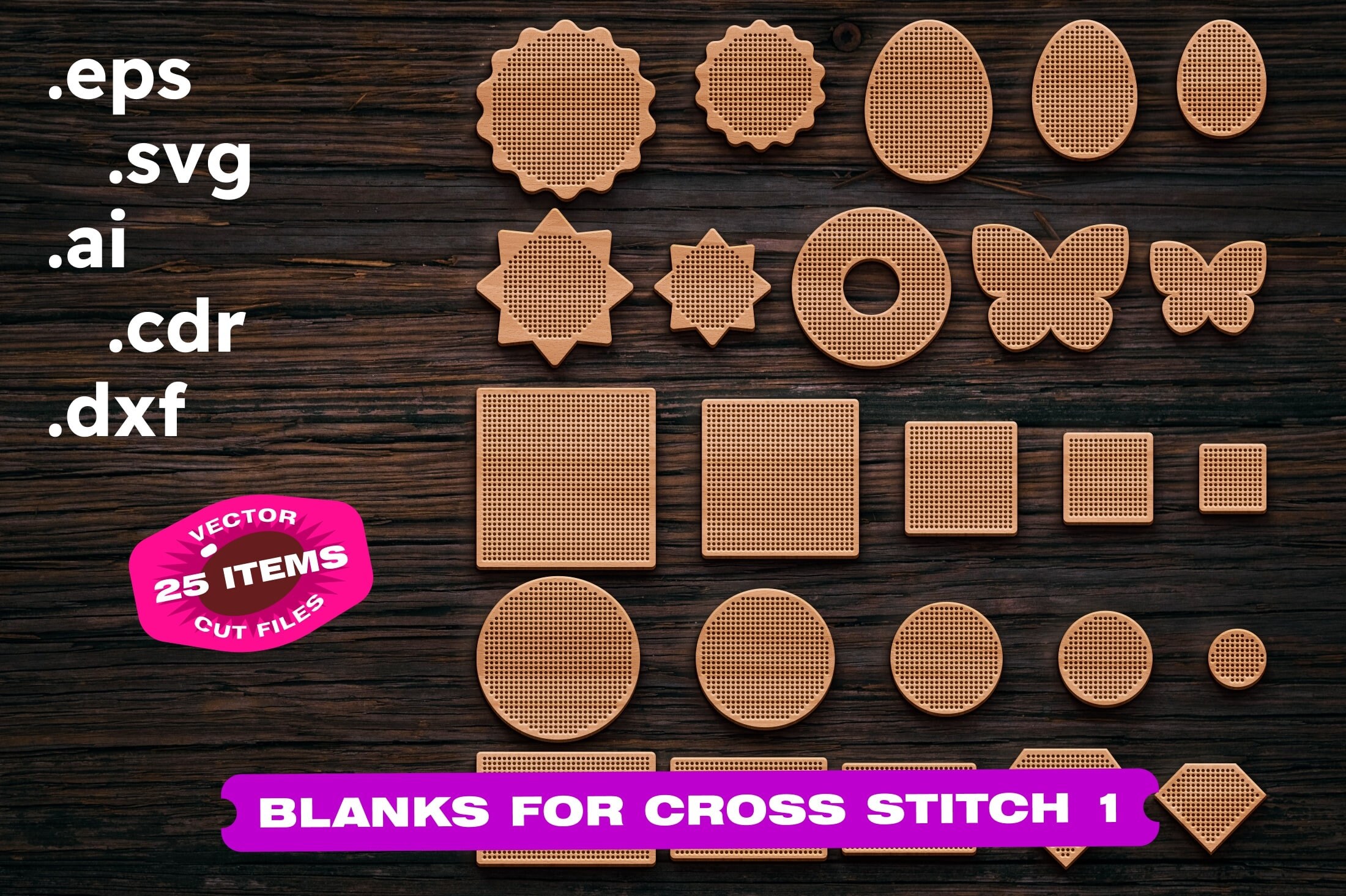 Cross Stitch Blanks SVG Set, Wooden Embroidery Base (digital Files) - Etsy