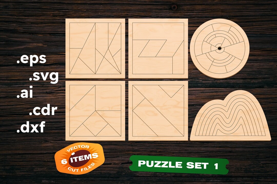 Puzzle Svg Tangram Lazer Cut for Glowforge Cnc Puzzle Laser Cut Files ...